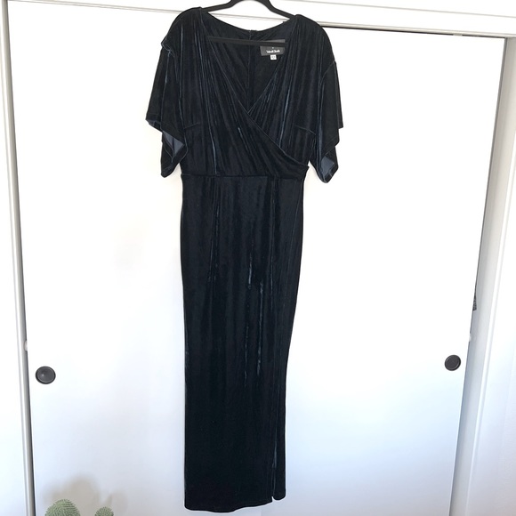 Modcloth | Dresses | Collectif X Modcloth Navy Blue Velvet Wrapstyle ...